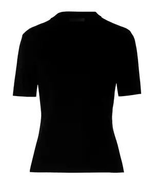 Max Mara Simple Solid-color Knitted Short-sleeved Top - Black