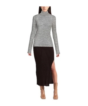 Saint Laurent Leopard Print Turtleneck Wool Knit Sweater