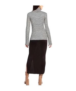 Saint Laurent Leopard Print Turtleneck Wool Knit Sweater