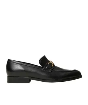 TWINSET Oval T Leather Loafers - Black