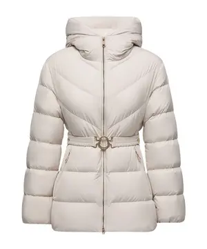 Moncler Brousse Diagonal-quilted Hooded Short Down Jacket - White