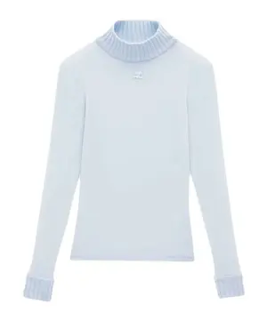 COURREGES Re-edition Second-skin High-neck Top - Sky Blue