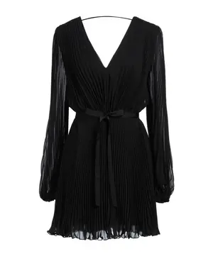 Max Mara Solid Color Long-sleeve Pleated Maxi Dress - Black