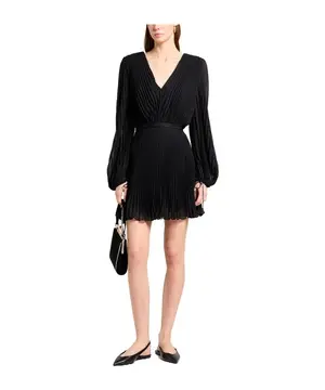 Max Mara Solid Color Long-sleeve Pleated Maxi Dress