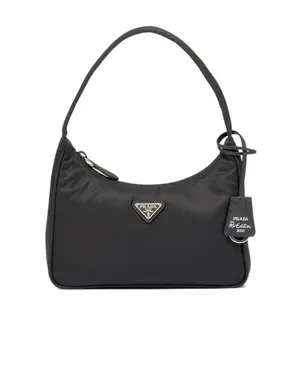 Prada Logo Details Shoulder Bag - Black