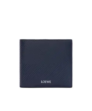 Loewe Bifold Coin Wallet In Textured Classic Calfskin - Deep Navy Blue