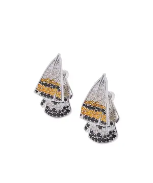Loewe Feather Earrings In Sterling Silver And Crystals - Silver/orange