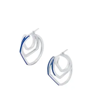 Loewe Stacked Hoop Earrings In Sterling Silver And Enamel - Silver/blue