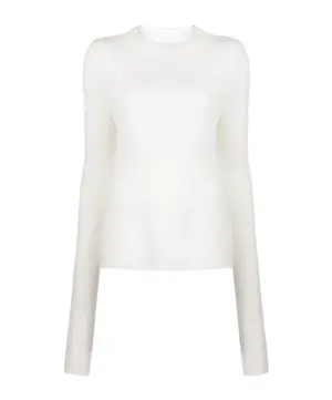 LOW CLASSIC Semi-sheer Fine-knit Jumper - White