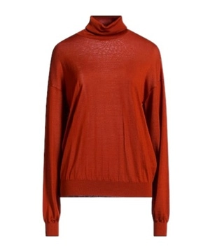 Saint Laurent Solid Color Wool Turtleneck Knit Sweater - Red