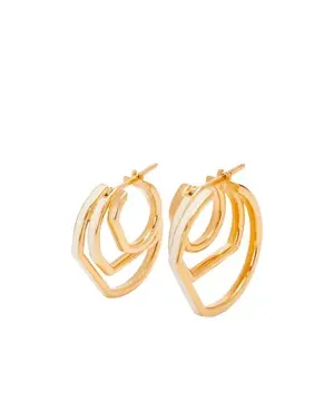 Loewe Stacked Hoop Earrings In Sterling Silver And Enamel - Gold/ivory