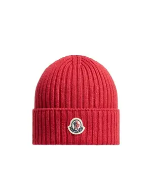 Moncler Ribbed Wool Beanie - Red
