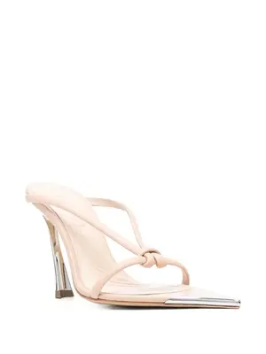 MUGLER 95mm Leather Knotted Mules