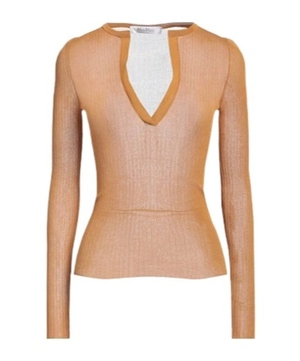 Max Mara Solid Thin Knit Top - Nude