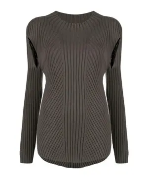 LOW CLASSIC Cut-out Detailing Ribbed-knit Jumper - Black