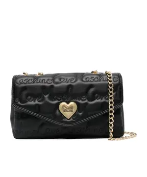 Moschino Logo-paque Leather Shoulder Bag - Black