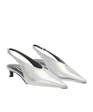JIL SANDER Pointed Toe Slingback Pumps - Sky Grey