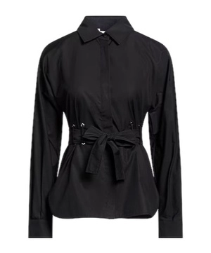 Max Mara Long-sleeve Shirt With Belt Detail - Black