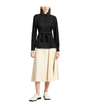 Max Mara Long-sleeve Shirt With Belt Detail - Black