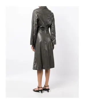 LOW CLASSIC Ruched Faux-leather Shirt Dress