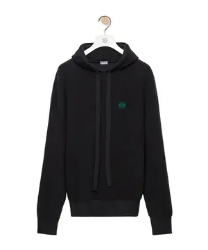 Loewe Hoodie In Wool - Black