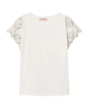 TWINSET Lace-sleeve T-shirt