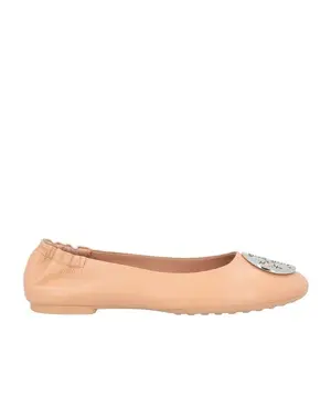 Tory Burch Ballet Flats With Embellished Logo - Nude