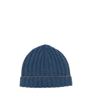 Brunello Cucinelli Ribbed Knit Cashmere Beanie Blue