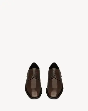 Saint Laurent Stanton Glazed Leather Derby Shoes - Black