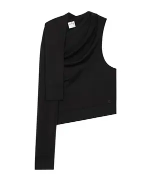 COURREGES Off-shoulder Knitted Top - Black