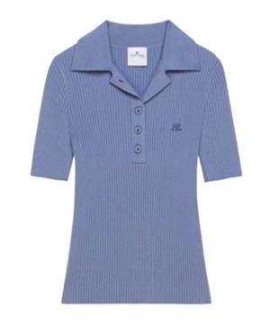 COURREGES Ribbed Polo Top With Ac Logo