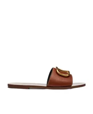 Valentino Garavani Vlogo Calfskin Slide Sandals