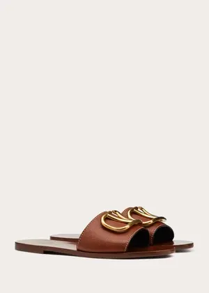 Valentino Garavani Vlogo Calfskin Slide Sandals