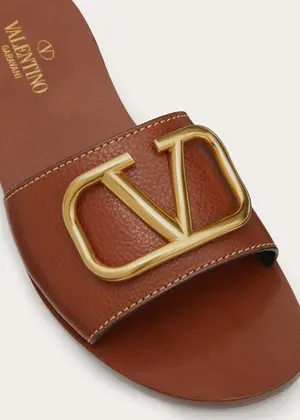 Valentino Garavani Vlogo Calfskin Slide Sandals