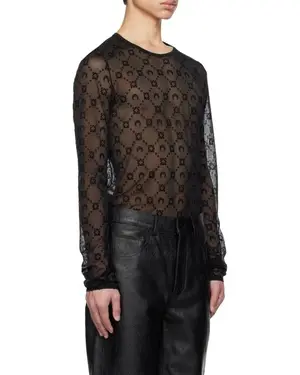 MARINE SERRE Moonogram-pattern Long-sleeve T-shirt