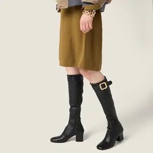 Miu Miu Block Heel Knee-high Boots With Buckle Detail