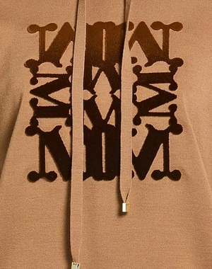 Max Mara Wool Hooded Knit Sweater With Flocked Logo