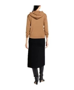 Max Mara Wool Hooded Knit Sweater With Flocked Logo