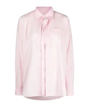Y/project Asymmetrical Cotton-blend Shirt With Logo Embroidery