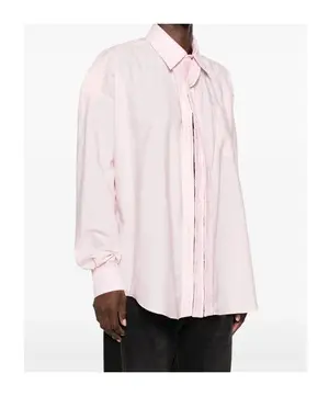 Y/project Asymmetrical Cotton-blend Shirt With Logo Embroidery