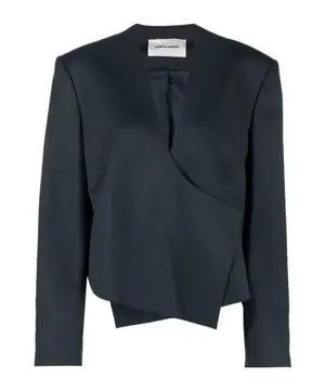 LOW CLASSIC Asymmetrical Wool-blend Jacket - Black