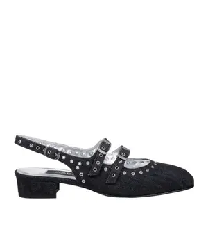 CAREL Slingback Queen Denim Shoes - Black