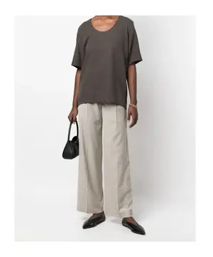 LOW CLASSIC High-waisted Pleated Wide-leg Trousers
