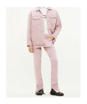 COURREGES Notched Lapel Cotton Denim Jacket