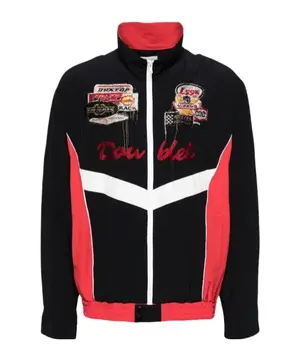 DOUBLET Patchwork Embroidered Sports Jacket - Black