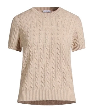 Brunello Cucinelli Crew Neck Short-sleeve Knit Top - Nude