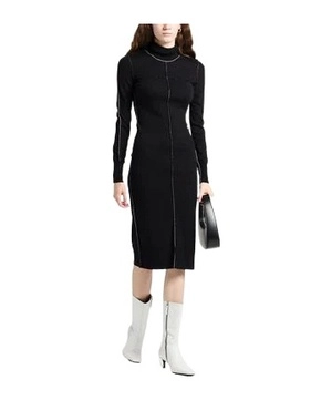MAISON MARGIELA Knit Turtleneck Midi Dress - Black