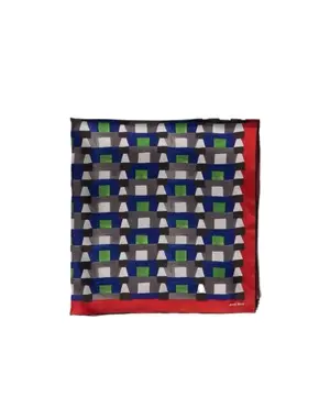 Miu Miu Printed Silk Scarf - Indigo/red