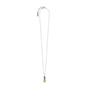 Saint Laurent Pineapple Necklace In Enamel And Metal - White