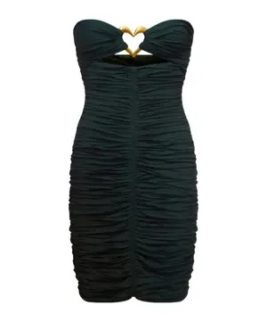 AREA Heart-ring Ruched Mini Dress